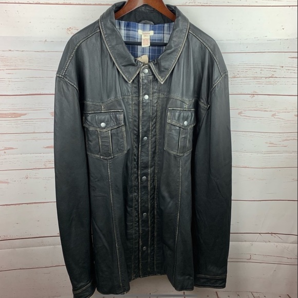 Sundance | Jackets & Coats | Sundance Rhodes Black Leather Snap Front ...